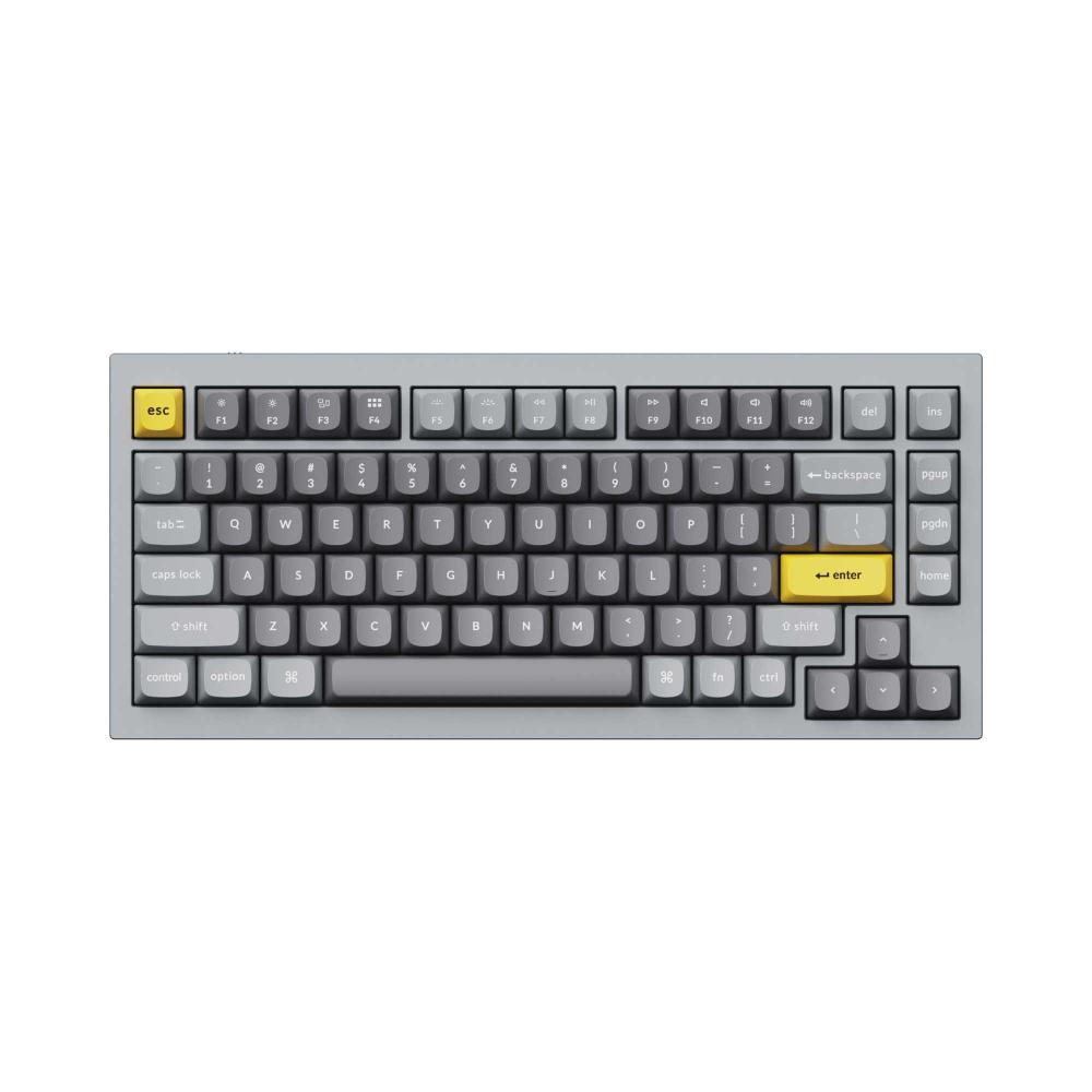 Геймърска Механична клавиатура Keychron Q1 QMK Silver Grey TKL Gateron ...