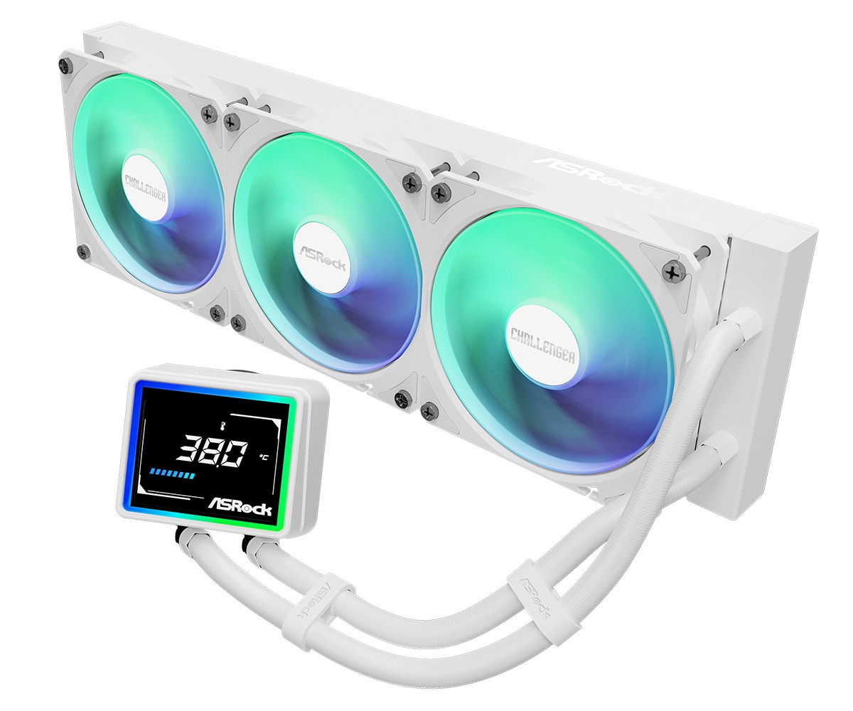 Водно охлаждане Asrock Challenger White 360 Digital, 360mm, ARGB, LCD ...